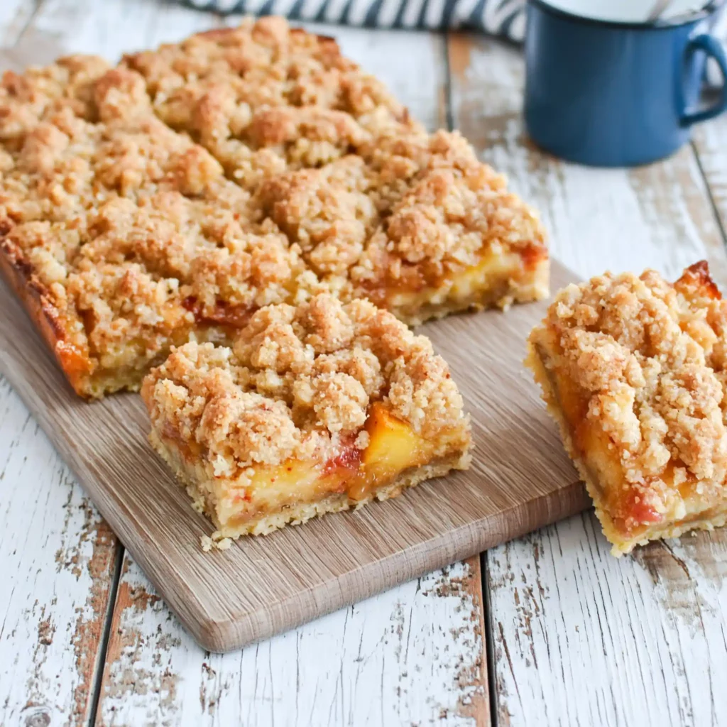 Peaches and Cream Crumble Bars – Amazing 1 Pan Dessert
